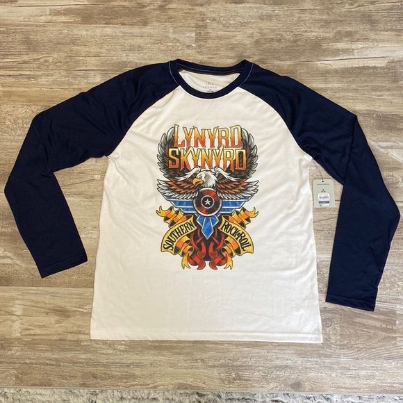 Shirts | New Lynyrd Skynyrd Rock Band Raglan Sleeve Graphic Tshirt Blue ...